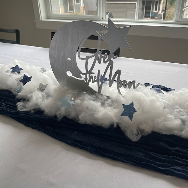 Over the Moon Baby Shower Decorations, Moon and Stars Baby Shower,lunar ...