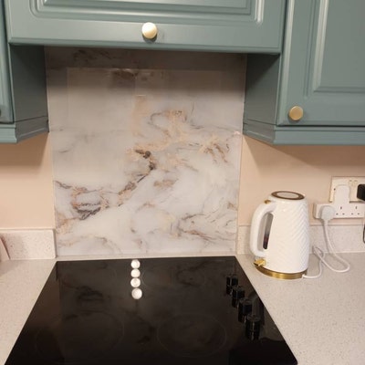 Kitchen Glass Splashback Toughened and Heat Resistant Tile Cooker Panel ...