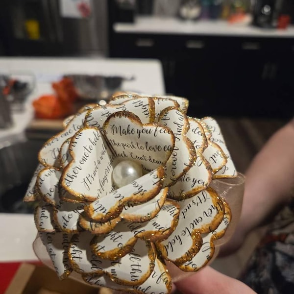 Song Lyrics Paper Flowers, Wedding Vows on Vintage Paper Roses, 1st ...