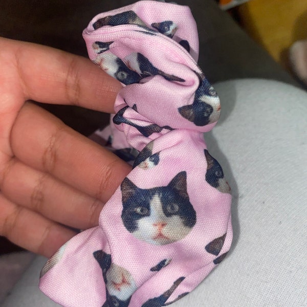 Personalized Cat Faces Scrunchie Hair Tie, Funny Cat Faces Scrunchy ...