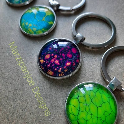 5pcs/lot Keychain With Pendant Bezel Blank Fit 25mm Cameo Glass ...