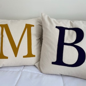 Custom Monogram Pillows Felt Letter Applique Large Initial | Etsy