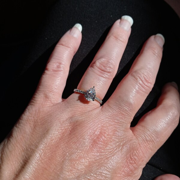 14K Rose Gold Anniversary Ring 1.25 CT Pear Cut Moissanite Engagement ...