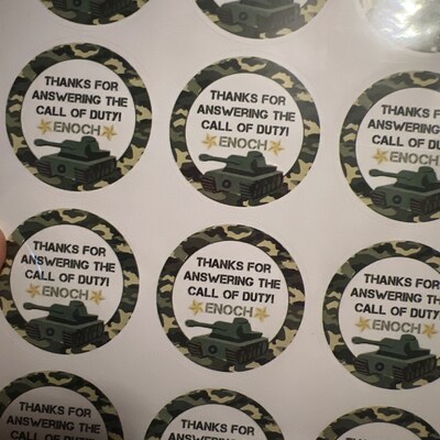 Army Stickers, Army Birthday Party, Army Party Stickers, Personalized ...