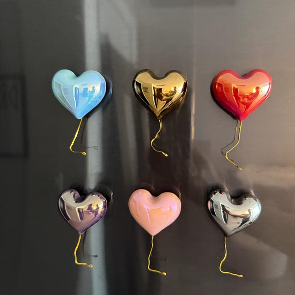 Handmade Ceramic Heart Balloon Magnet or Brooch: Colorful Home Decor - Etsy