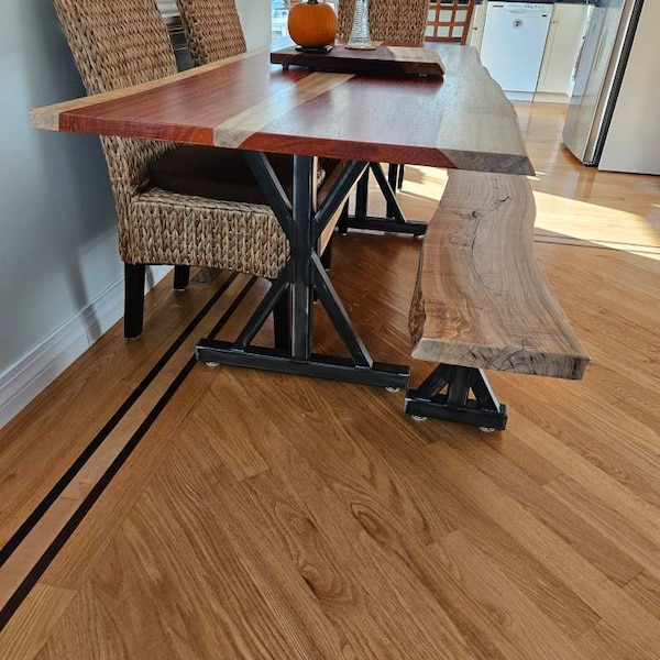 Metal Table Base,dining & Bench Set, Industrial Steel Base - Etsy
