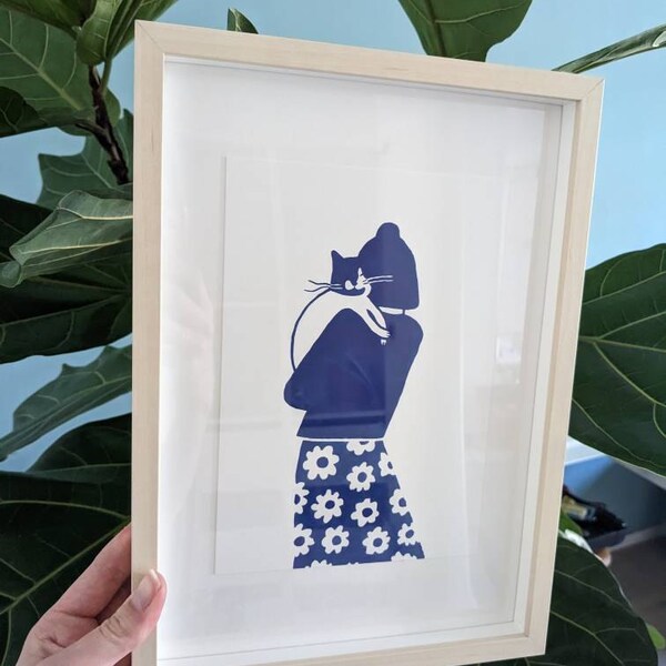 Pink A4 Sad Cat Poster - Etsy