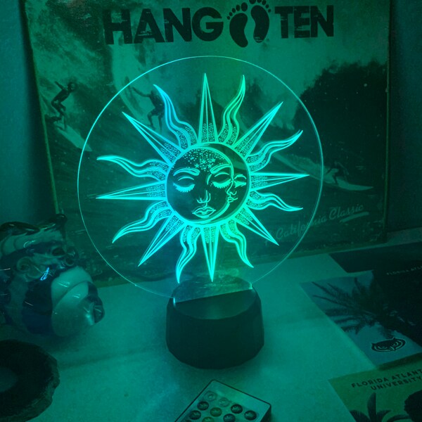 Sun and Moon LED Night Light. LED Lamp. LED Sign. Remote Control ...