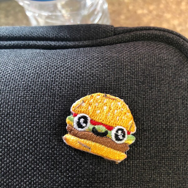 Burger Face Embroidered Mini Sticker Patch - Etsy