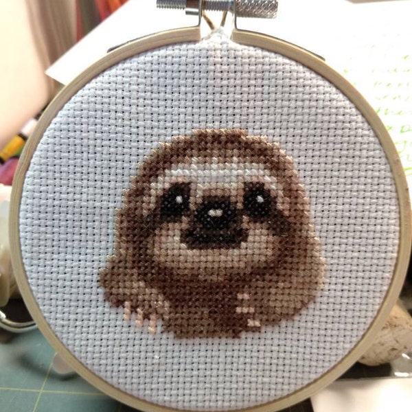 Sloth Cross Stitch Pattern PDF Sloth Embroidery PDF Instant Download ...
