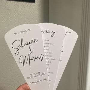 Chalkboard Wedding Program Fans, Modern Petal Fan Programs, Black Tie Wedding Fan Programs ...