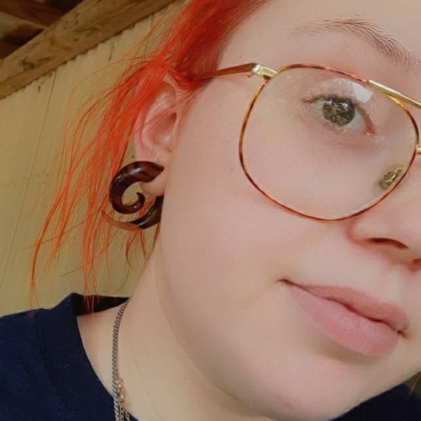 PAIR of Unique Organic Ebony Wood Spiral Tapers/plugs - Gauges 4g (5mm) Thru 0000 (12mm ...