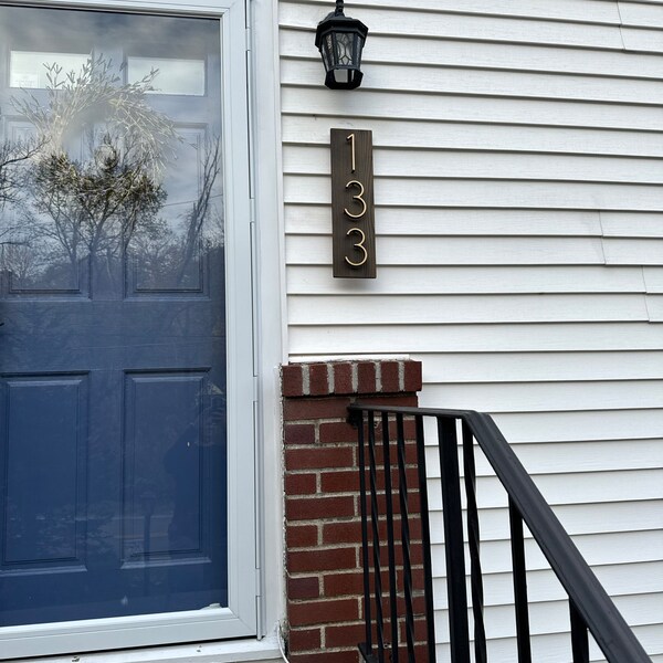 Gold House Number Sign, Vertical Address Plaque, New Home Gift ...