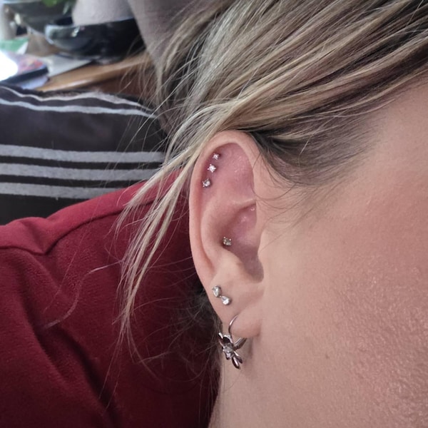 Tiny Flower Rook Hoop Earring • Flower Helix Hoop • Rook Earring ...