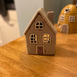 Ceramic Village Pottery Tall PINK House Tea Light Holder Gift Ornament ...