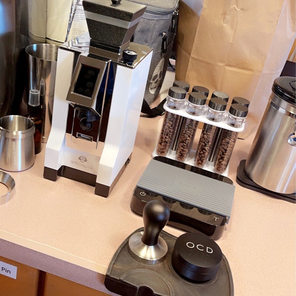 Espresso Bean Cellar Stand With Stainless Steel - Etsy