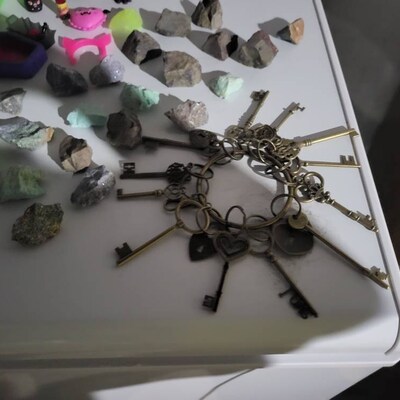 12 Large Skeleton Key Collection Antiqued Brass Double Sided - Etsy