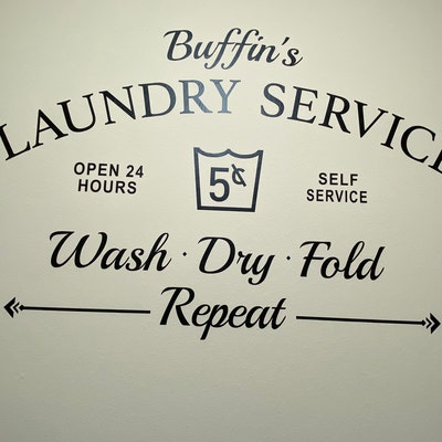 Laundry Room Decor, Service Sign, Personalized Name, Custom Wall Decal ...