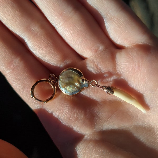 Mink Vertebrae Silver Hoop Drop Chain Earrings Spike Dangle Hoop ...