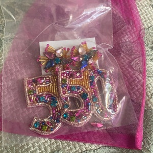50th Birthday Beaded Earrings, Milestone Birthday, 50 Earrings, 50th ...