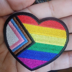 Pride Flag Rainbow LGBTQIA Embroidered Iron on Heart Patch - Etsy