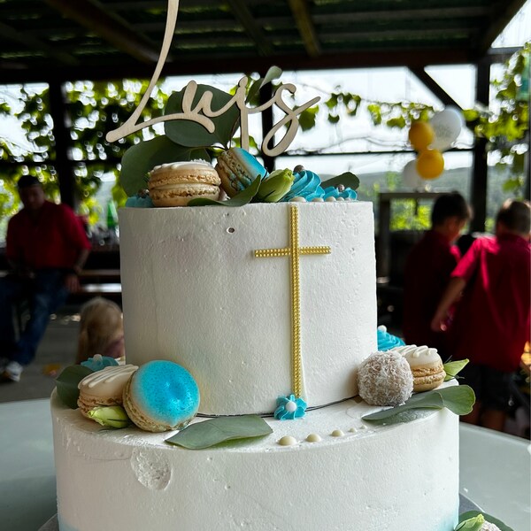 Wooden Acrylic Cake Topper With Name Custom Text Cake Topper ...