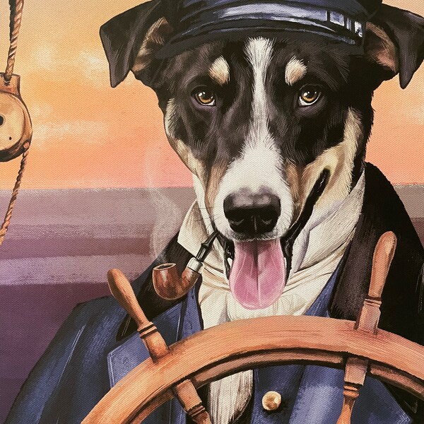 Sea Captain, Pet Portrait, Custom Pet Portrait, Royal Pet Portrait, Pet ...