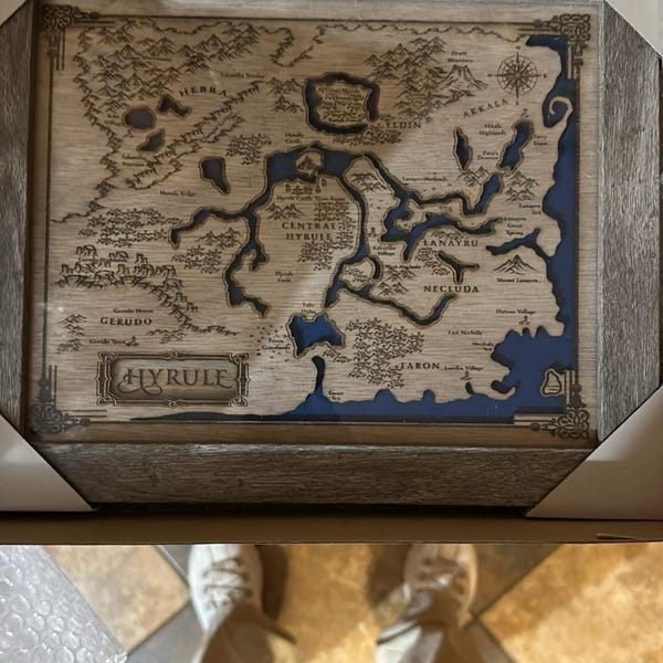 Zelda, Hyrule, Link, Laser Cut, Engraved, Wood, 3D, Map, Picture, 8x10 ...