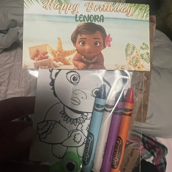 Baby Moana Coloring Party Favors With Crayons| Baby Moana Birthday ...