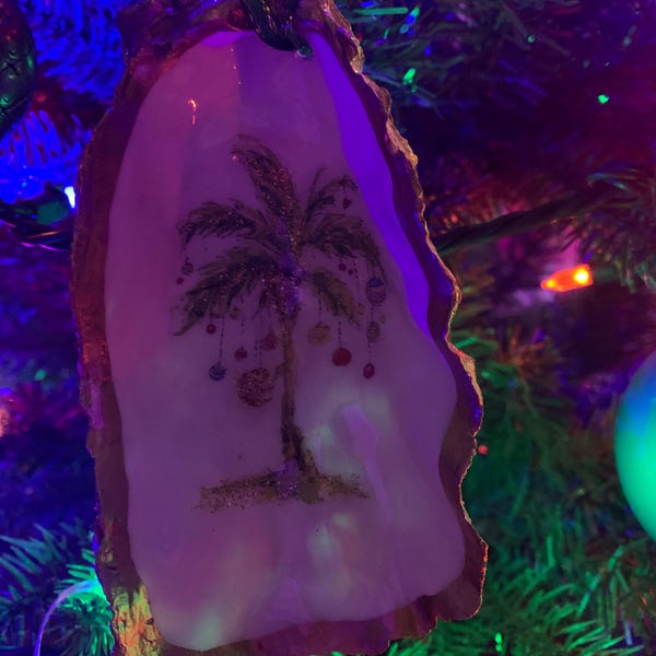 Scallop Shell Ornament, Scallop Shell, Decoupaged Christmas Ornament ...