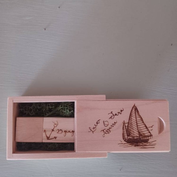 Natural Maple and Ash Solid Wood USB Box With Natural Ash USB Drive ...