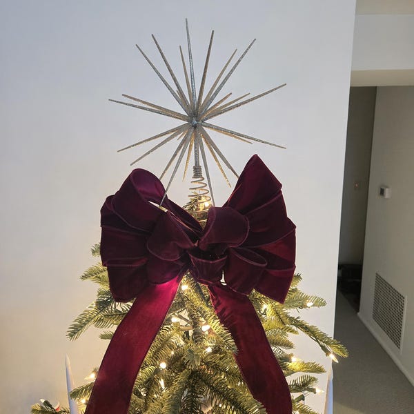 Dark Burgundy Velvet Wired Bow - Handmade Bow - Outdoor Bow - Christmas ...