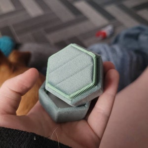 Hexagon Double Velvet Ring Box Pale Blue Wedding Ring Box - Etsy UK