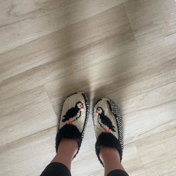 100% Wool Knitted Puffin Slippers. Size Small Adults 5-6 - Etsy