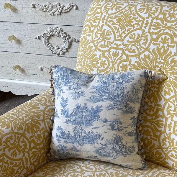 Green Toile Tea Towel, French Country Hand Towel, Kitchen Linen, Green ...