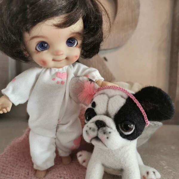 Lying Pug Puppy. Little Felt Dog. Sweet Animal. Cute Needle Felted Toy ...