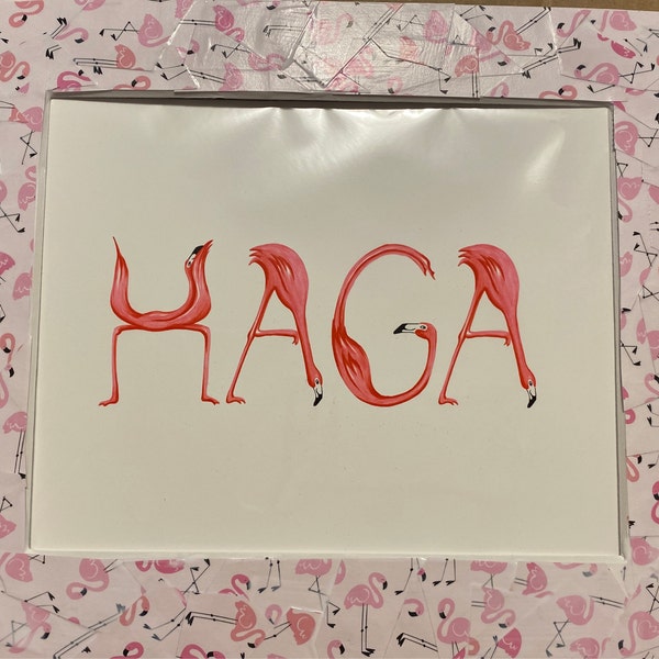 Personalized Pink Flamingo Print With Pink Flamingo Lettering - Etsy