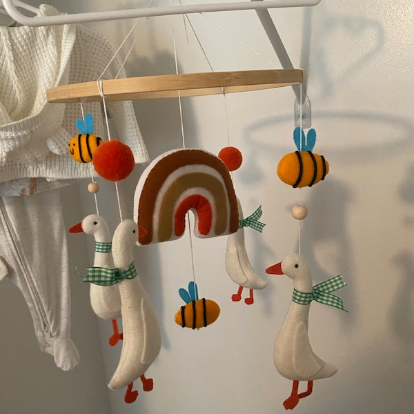 Duck Nursery Baby Mobile Goose Blue Ribbon Baby Mobile Boys Crib Mobile ...