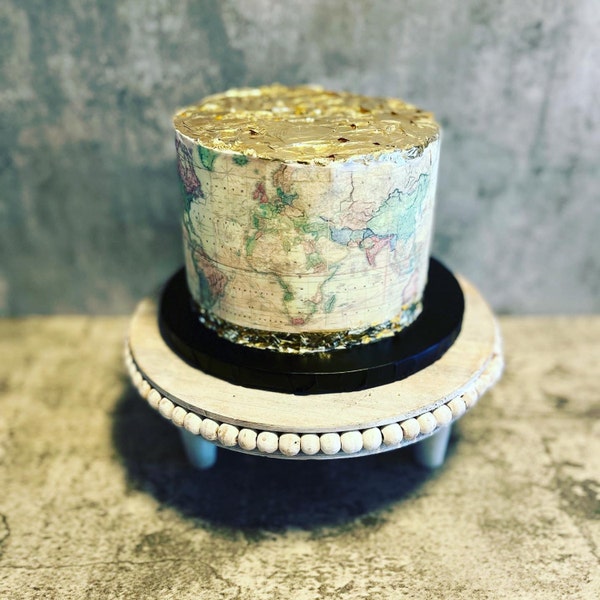 Vintage World Map Edible Cake Wrap or Pinwheel and Congrats Cake ...
