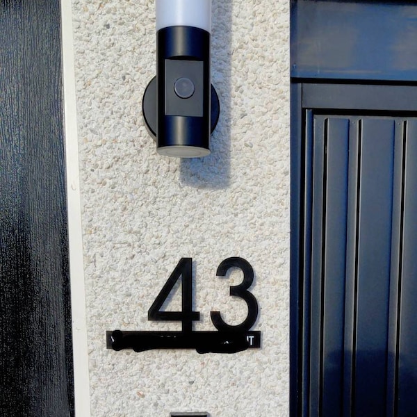 Modern House Numbers | Contemporary Floating House Sign - Etsy UK