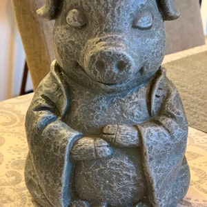 Pig Statue, Meditating Buddha Pigs, Zen Animals, Pig Figures, Concrete ...