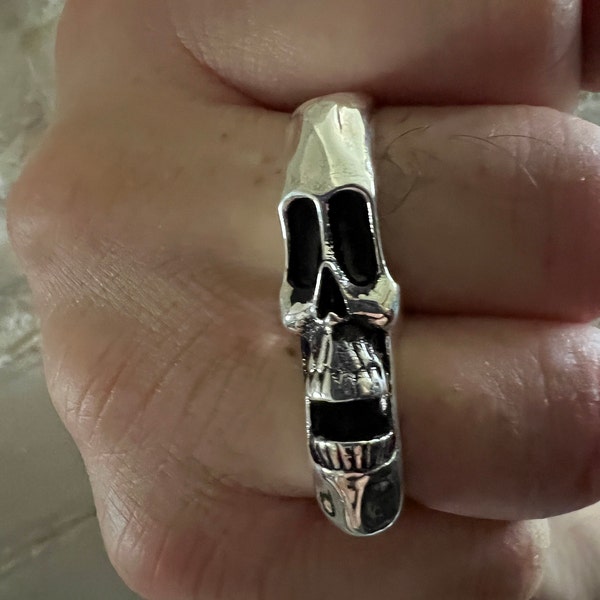 Skull Ring, Keith Richards Skull Ring, Unisex Skull Ring, 925 Silver ...