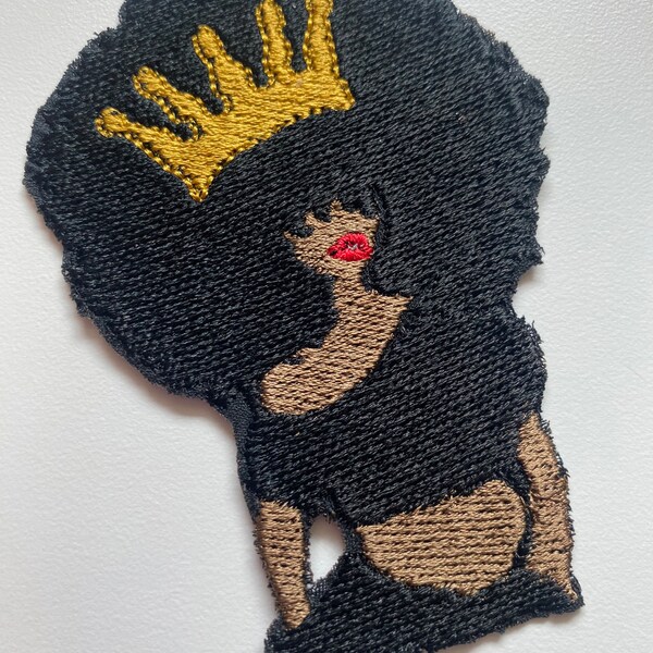 African American Queen Embroidery Design, Black Woman Embroidery Design ...
