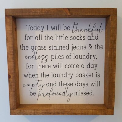 Laundry Room Quote Thankful for Laundry Wood Framed Sign Laundry Room ...