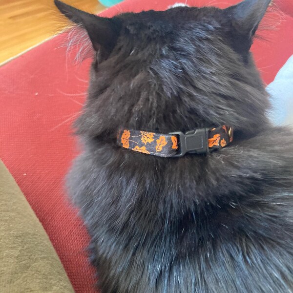 Fall Cat Collar - "autumn Night" - Maple Leaf Orange Black Cat Collar ...