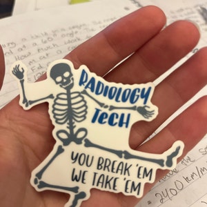 Radiology Technologist Sticker for Water Bottle, Waterproof Vinyl X-ray ...
