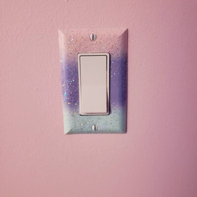 Pink Lavender Turquoise Ombré Sparkle Bling Light Switch Plates, Outlet ...