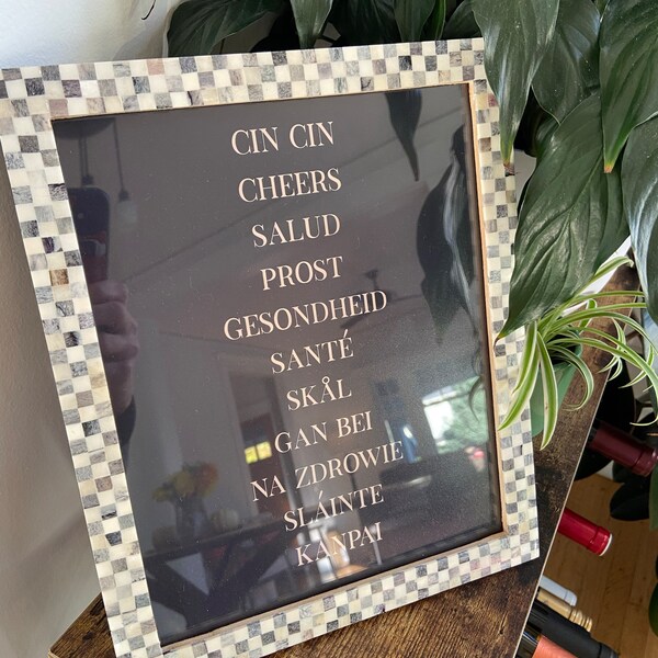 Bar Cart Decor | Cheers in Different Languages Sign | Bar Cart Art | Bar Cart Prints | Cheers ...