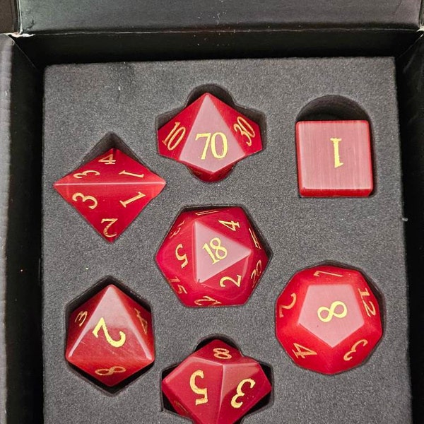 Dark Green DND Dice Set, Green Cat's Eye Sharp Edge D&D Dice Set ...