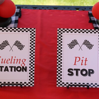 Racing Signs, Racing Table Signs, Racing Party Table Signs, Pit Stop ...